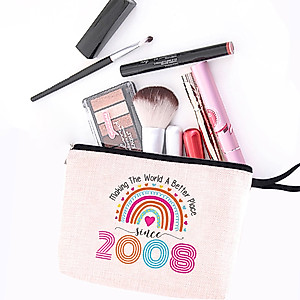 Hanamiya Na 17th Birthday Gifts for Girls - Making The World A Better Place Since 2008, Sweet 17 Gifts For Her, Teens, Friend, Sister, Daughter, Niece, Granddaughter- Makeup Bag
