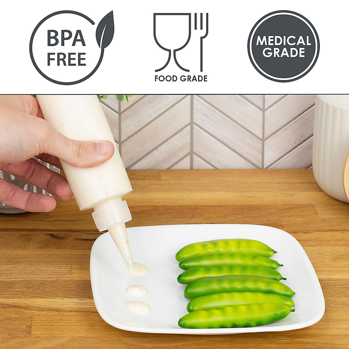 Cornucopia Brands 4oz HDPE Plastic Squeeze Bottles w/Yorker Tips (6-Pack), Empty Refillable Bottles for Arts, Crafts & Kitchen (6-Pack)