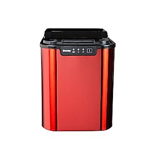 Danby DIM2500RDB Countertop Ice Maker, Makes 25 lbs Ice in 24 Hrs, Holds 2 lbs of Ice, Red Ice Machine with Electronic Controls, LED Display and Self Clean Function