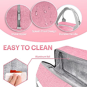 Lunch Bag for Women & Men Adult Insulated Lunch Box, Small Leakproof Cooler Food Lunch Containers Reusable High Capacity Lunch Tote Bags for Work, Travel, Outdoor (Pink)