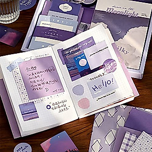 JOJIJOY Vintage Moonlight Aesthetic Scrapbook Kit, Scrapbooking Supplies Kit for Bullet Junk Journal, Stationery, A6 Grid Notebook, DIY Journalling Kit, Birthday Craft Gift for Teen Girl Kid Women