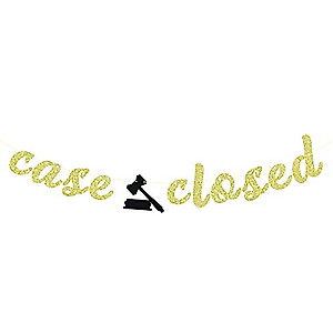 Case Closed Banner, Future Lawyer, Congrats Lawyer Banner, Law School Graduation Party Decorations 2023 Gold and Black Glitter