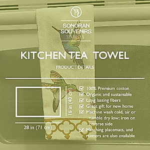 Sonoran Souvenirs Kitsch Kitchen Hummingbird Tea Towel (16" x 28") Absorbent 100% Cotton Dish Towel with a Loop
