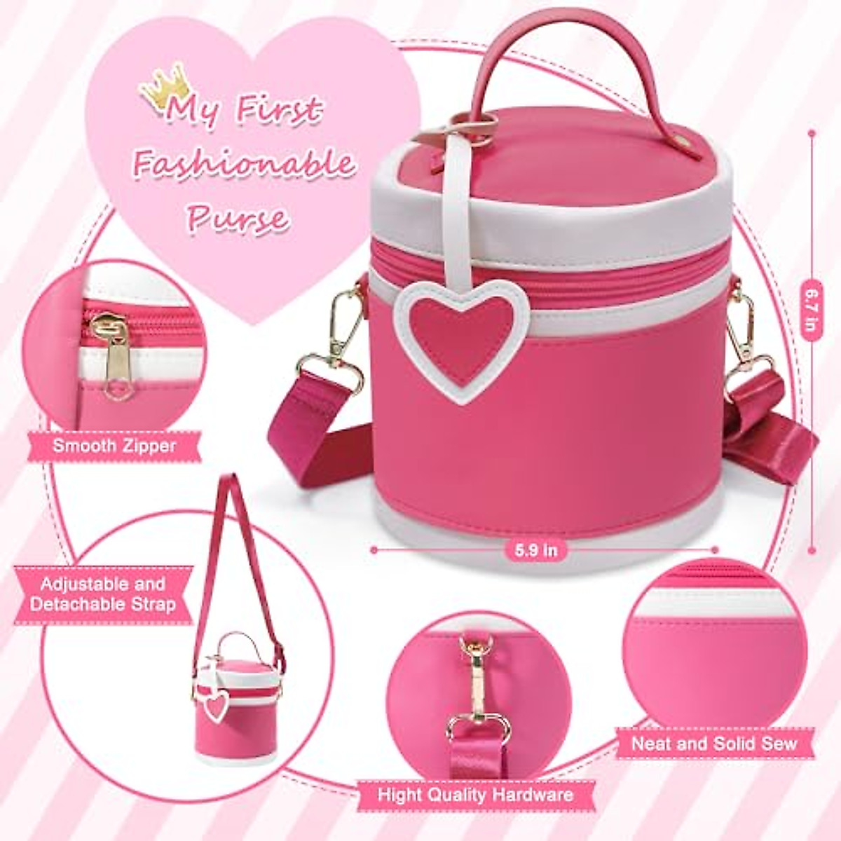 Play Purse Toys for Little Girls, Toddler Purse with Accessories, Princess Pretend Play Toy - Little Girl Toy Purses Birthday Gifts for 3 4 5 6 7 8 Year Old Girls