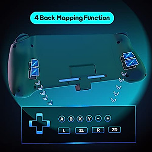 YOUHODA Ergonomic Nintendo Switch/Switch OLED Controller Grip for Handheld Mode with 6-Axis Gyro, Back Button Mapping, Vibration, PD Fast Charge