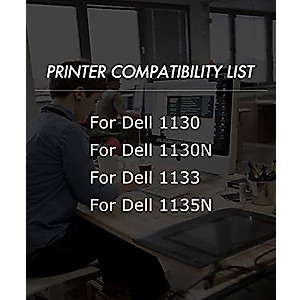 (4 Pack) Green Toner Supply Compatible Black Toner Cartridge Replacement for Dell 1130 1130n 1133 1135n Laserjet Printers