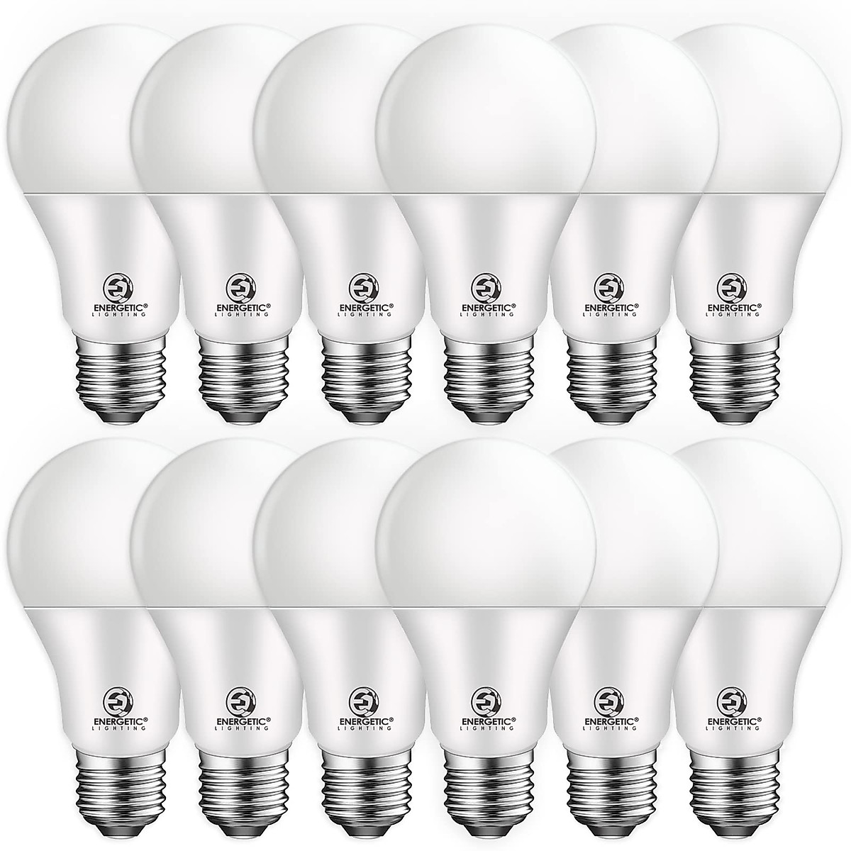 E ENERGETIC LIGHTING Dimmable LED Light Bulbs, 60W Equivalent 5000K Daylight, 8.5W 800 Lumens, E26 LED Bulb 60 Watt Dimmable, UL/ETL Listed, 12 Packs