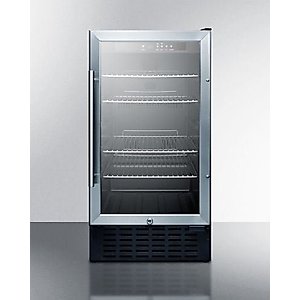 Summit 18" Wide Built-in Beverage Cooler with Glass Door -Black