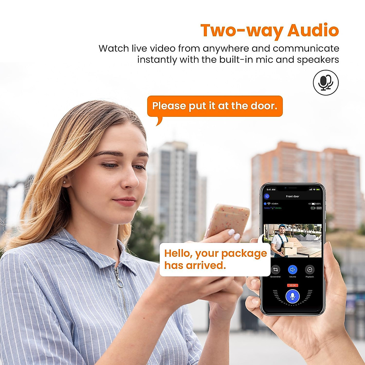 Biglory Video Doorbell Camera Wireless with Chime, AI Human Detection, 2-Way Audio, Live View, 2.4G WiFi, Night Vision, Cloud Storage, Battery Powered, Indoor Outdoor Surveillance