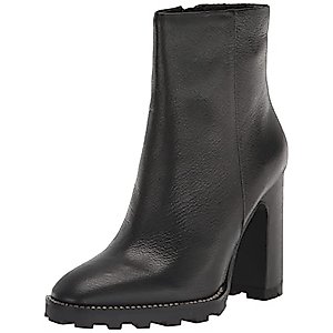 KARL LAGERFELD PARIS Women's Peppy Lug-Sole Zip-up Fashion Boot, Black, 8