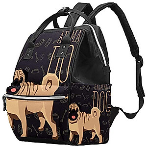 Cute Pug Dog Changing Bags Organizer Nappy Bags for Baby Care
