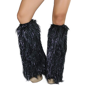 ToBeInStyle Women's Glitter Rave Leg Warmers - Black/Silver - OS