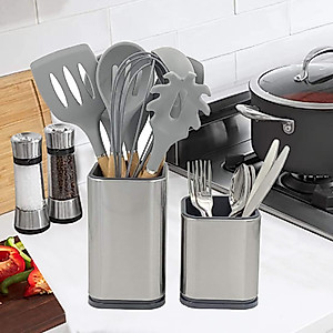 WSKC 2PC Kitchen Utensil Holder Flatware Caddy Stainless Steel
