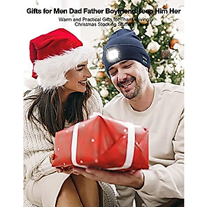 Unisex Bluetooth Beanie Hat with Light, Upgraded Musical Knitted Cap with Headphone and Built-in Stereo Speakers & Mic, LED Hat for Running Hiking, for Men Women Dad (Black)