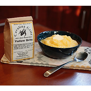 Carolina Grits Company Traditionally Stone Ground Carolina Yellow Grits, non-GMO, Whole Grain and Gluten Free - 2 Packs (2 Pounds Total)
