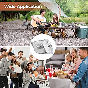 Tideme 12 PCS Disposable Aluminum Pots with Lid, Round Foil Pans, Disposable Cookware Food Containers, Portable Foil Pots for Vacation Trips Camping Baking Heating Cooking