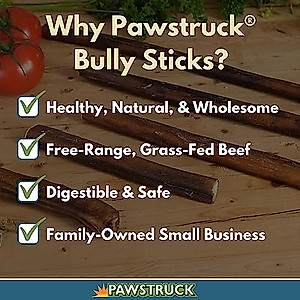 Pawstruck All-Natural 3-5" Bully Sticks for Small Dogs & Puppies – Single Ingredient, Low Odor & Rawhide-Free Dental Chew Treat Bones - 100% Real Beef with No Artificial Preservatives - 8 oz Bag