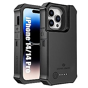 ZEROLEMON Battery Case for iPhone 14 Pro/ 13 Pro/ 14 6.1-Inch, 10000mAh Wireless Charging Supported, RuggedJuicer Portable Extended Battery Charger Cover with Rugged Case for iPhone 14 Pro/13 Pro/14