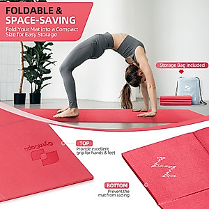 GymCope Foldable Yoga Mat for Travel, 68"x24" Folding Travel Gym Mat for Women Yoga Studio, Packable and Portable Pilates Mat with Storage Bag Easy to Carry, Lightweight Travel Workout Mat, 2mm/4mm