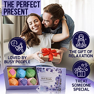 Bath Bombs Gift Set - The Best Ultra Bubble Fizzies with Natural Dead Sea Salt Cocoa and Shea Essential Oils, 6 x 4.1 oz, The Best Birthday Gift Idea for Her/Him, Wife, Girlfriend, Women