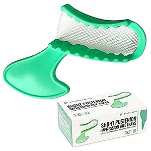 Disposable Dental Bite Registration Trays (Short Posterior), Green Impression Trays (Box of 50)