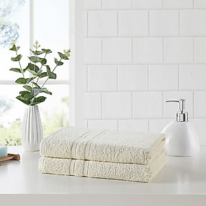 Clorox Bleach Friendly, Quick Dry, 100% Cotton Hand Towels (16" L x 26" W), Highly Absorbent, Light Weight, Easy to Wash (2 Pack, Ivory)…