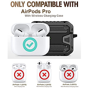Koaichi Compatible with AirPods Pro(2nd Generation/1st Generation), Full-Body Rugged Hard Shell Protective Case Cover with Keychain Designed for AirPods Pro (2022/2019), Black