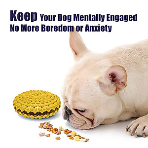 WSGP Interactive Dog Treat Dispensing Toy for IQ Training | Catch Fetch Toy with Bell Inside | Slow Feeder Toy for Cats and Small Dogs | Dental Chew Toy BPA Free for Pet Teeth Cleaning (Yellow)