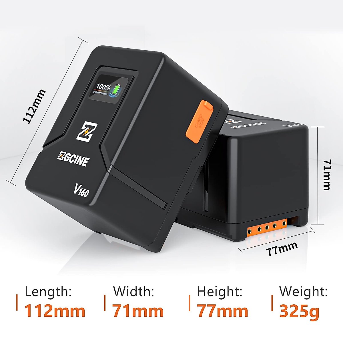 ZGCINE ZG-V160 V Mount V-Lock Battery with D-TAP,USB-C,BP Input & Output, USB-A & DC Output, Mini Power Bank for Cameras, Camcorders, LED Lights, Monitors and Smartphone