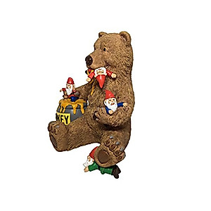 GlitZGlam Miniature Bear and Gnomes with Honey - A Garden Gnome Statue for Your Fairy Garden