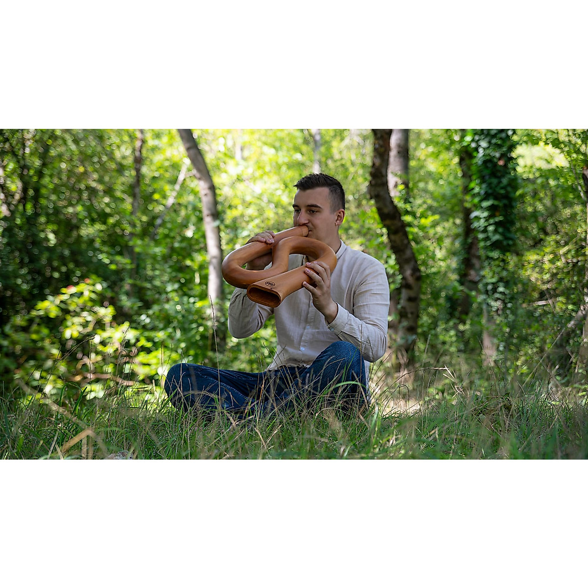 S-shaped Professional Didgeridoo for Meditation, Sound Healing Therapy, Yoga and Circular Breathing — NOT MADE IN CHINA — Mahogany Wood, 2-YEAR WARRANTY