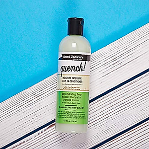 Aunt Jackie's Curls and Coils Quench Moisture Intensive Leave-In Hair Conditioner for Natural Curls, Coils and Waves, Enriched with Shea Butter, 12 oz