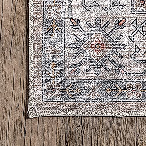 nuLOOM Finley Machine Washable Vintage Distressed Area Rug, 6' x 9', Beige