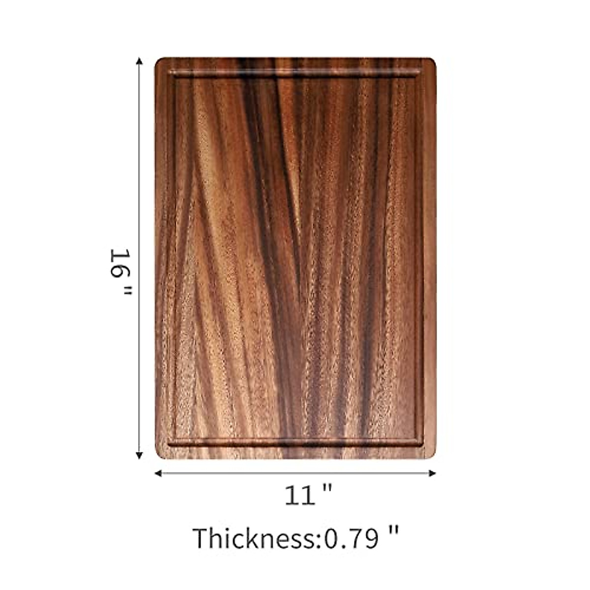 Vandroop Acacia Wood Cutting Board for Kitchen,Reversible with Juice Groove, Butcher Block Cheese Charcuterie Board (Acacia, 11 x16" Rectangular)