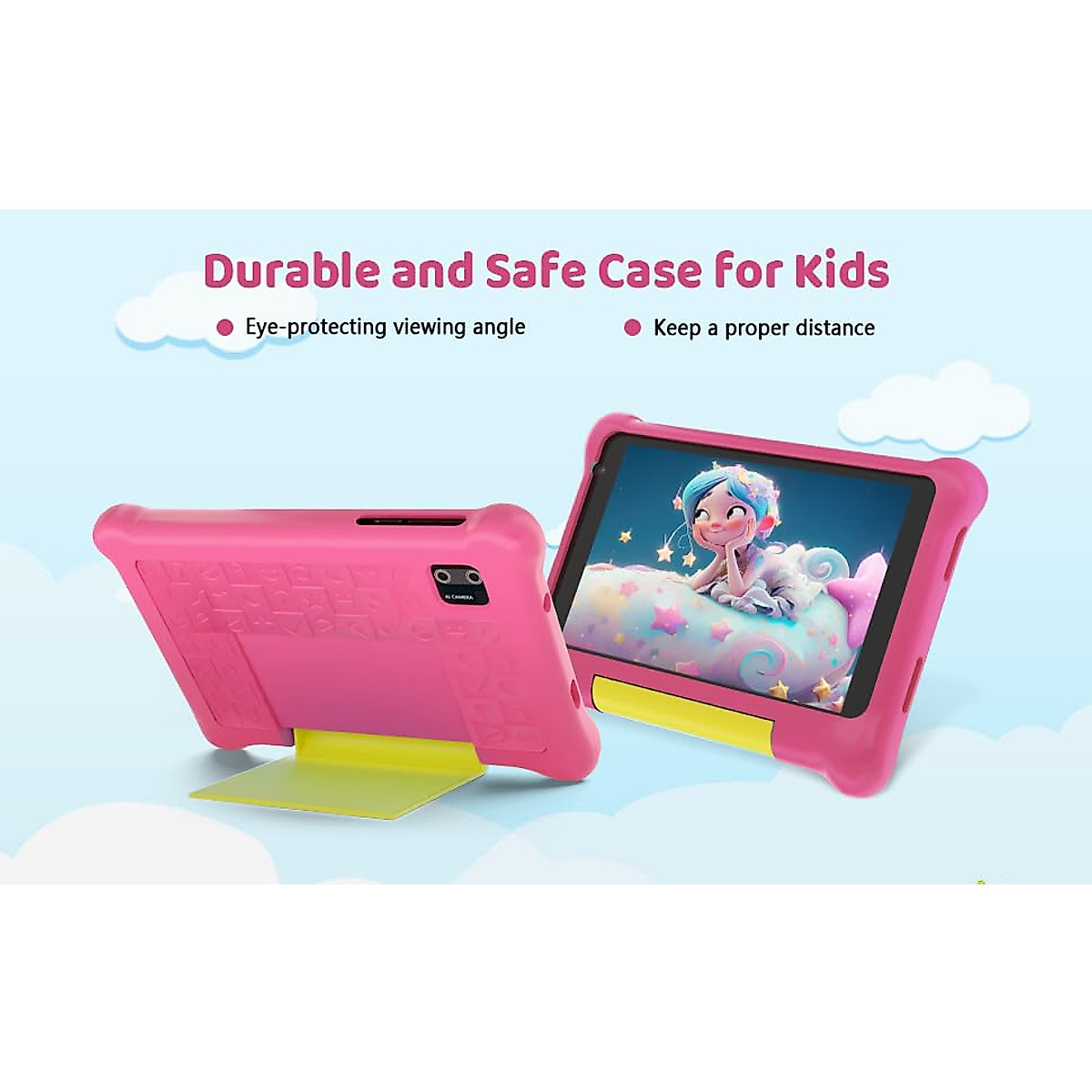 Cheerjoy Kids Tablet 7 inch,Android 12 Tablet for Kids,32GB ROM 128GB Expanded,Parental Control,Kids Software Pre-Installed, Dual Cameras,Android Learning Tablet with Proof Case for Toddlers (Pink)