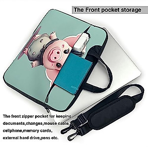 Cute Pig Laptop Bag 15.6 Inch, Business Briefcase Gifts For Men Women, Messenger Shoulder Bag With Strap