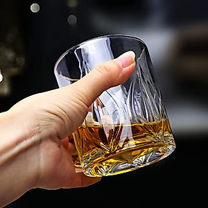 QAPPDA Old Fashioned Whiskey Glasses Set of 12,10oz Rotating Glass Tumbler,Premium Vintage Rocks Bar Glasses Spinning Scotch Glass Bourbon Glasses for Gift,Party,Home Bar