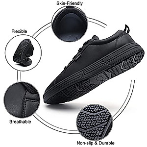 LMQLZHYC Men's and Women 'S Non Slip Work Shoes Slip Resistant Food Service Shoes Chef Shoes Nursing Shoes Size 6.5 Black