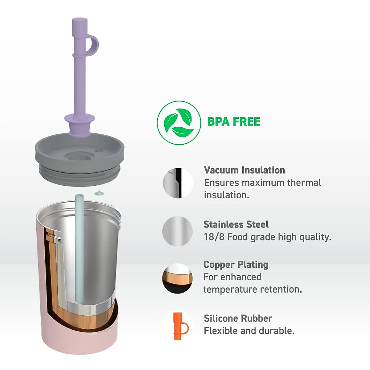 asobu Stainless Steel Kids Tumbler with Flexible Straw Lid | Insulated Water Bottle | Reusable Travel Cup 12 Ounce (Pink)