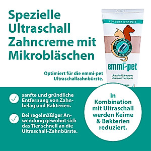 Emmi-pet Electric ultrasonic Toothbrush Set 1.0 for Pets. 100% Ultrasound deep-Cleans Completely Silently, Without Vibrations and Pain-Free. Fights Plaque, Gum Disease and Bad Breath. Rechargeable.