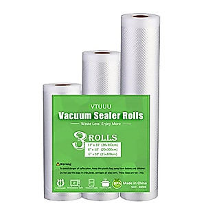 Vacuum Sealer Bags for Food Saver Vacuum Sealer Bags Rolls 3 Pack 6 8 11 Inch Food Vacuum Seal Bags Freezer Bags For Vacuum Sealer Machine Vtuuu Food Storage Bags