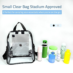 SPODEARS Small Clear Backpack Stadium Approved 12x12x6 PVC Plastic Transparent Backpack for School Work Festival Sports Events