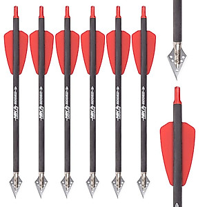 TY Archery 7.5" inch R9 Crossbow Bolts Carbon Arrows 2" Red Vanes with 100grain Broadhead for Hunting Shooting Targeting