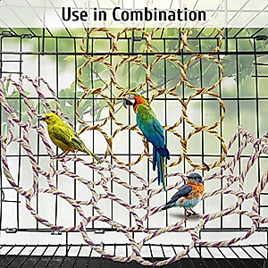 BNOSDM 2 Packs Bird Hemp Rope Net Swing Climbing Rope Net for Birds Parrot Ladder Macaw Hanging Hammock Activity Toy for Rats Parakeet Cockatiel Cockatoo Conure African Grey Budgie