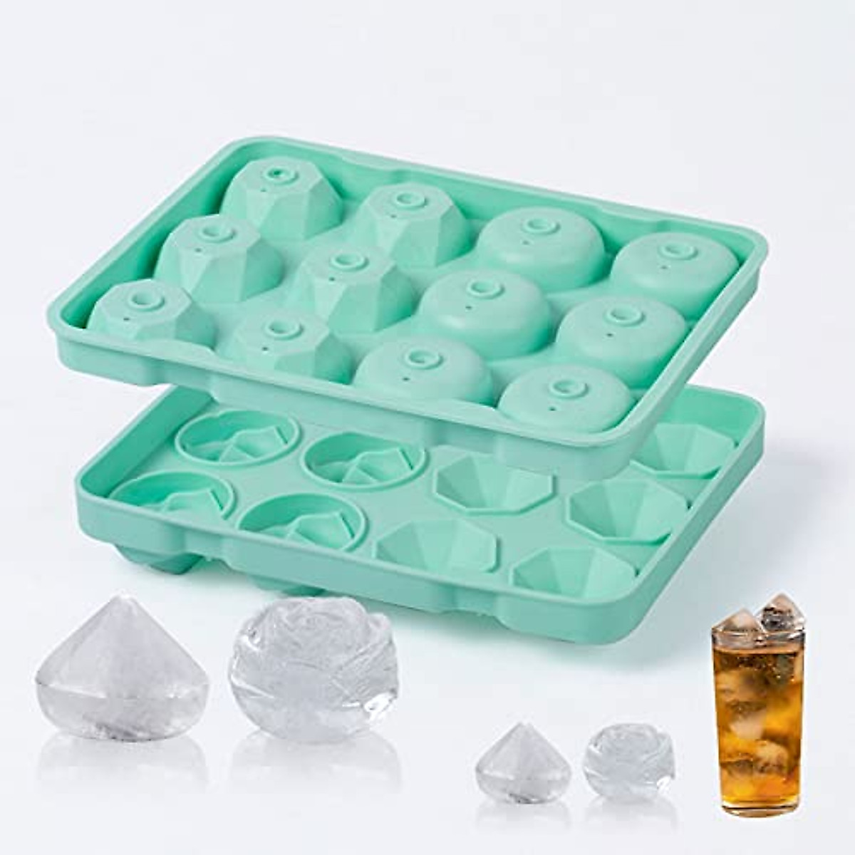 Rose Flower Ice-Cubes Tray Mold Reusable Ice-Cubes Maker Resin Mold Silicone Ice-Cream Molds Party Bar Kitchen-Tools Rose Flower Mold
