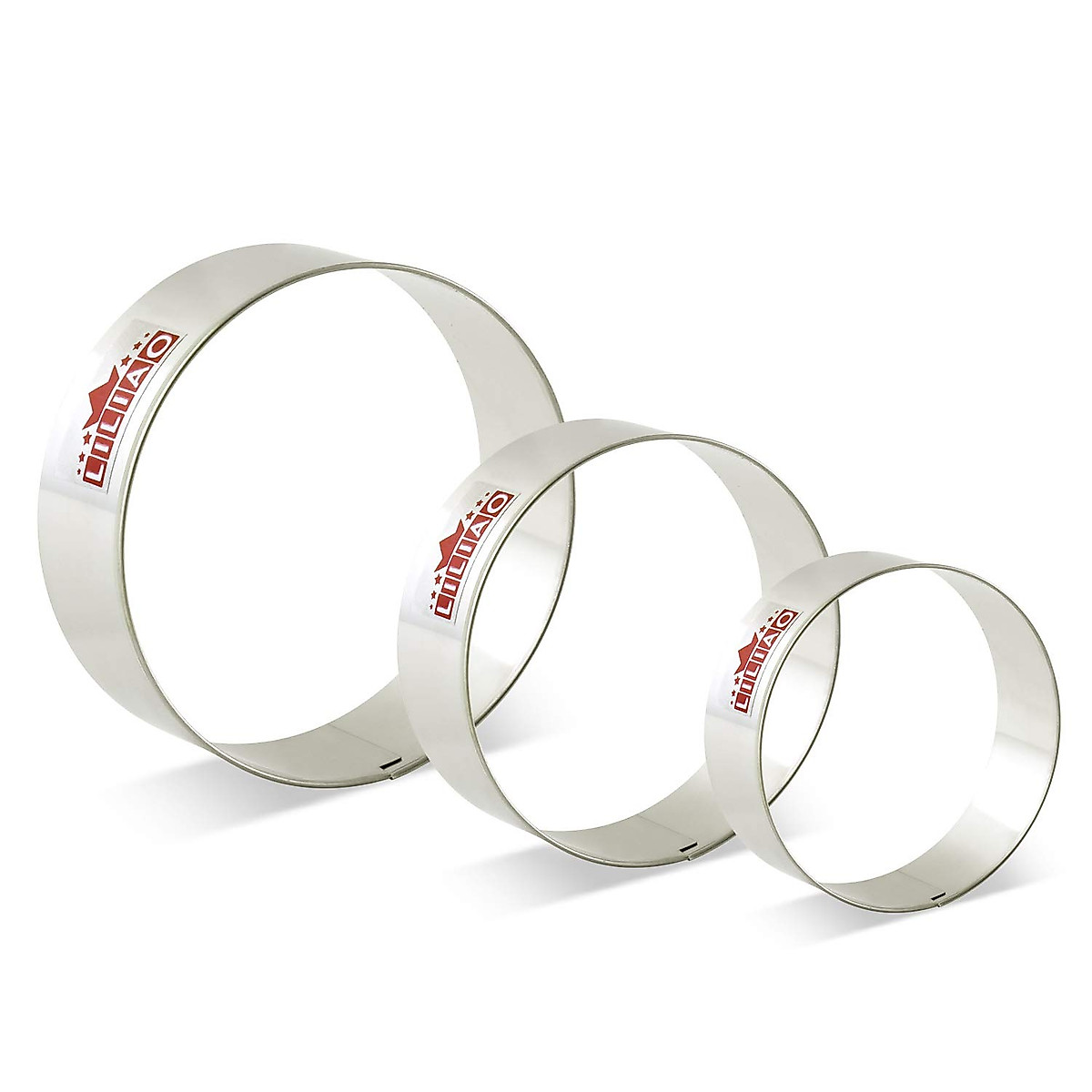 LILIAO Round/Circle Cookie Cutters - 3 Various Size - Large: 4 inches, Medium: 3.6 inches and Small: 3 inches - Stainless Steel