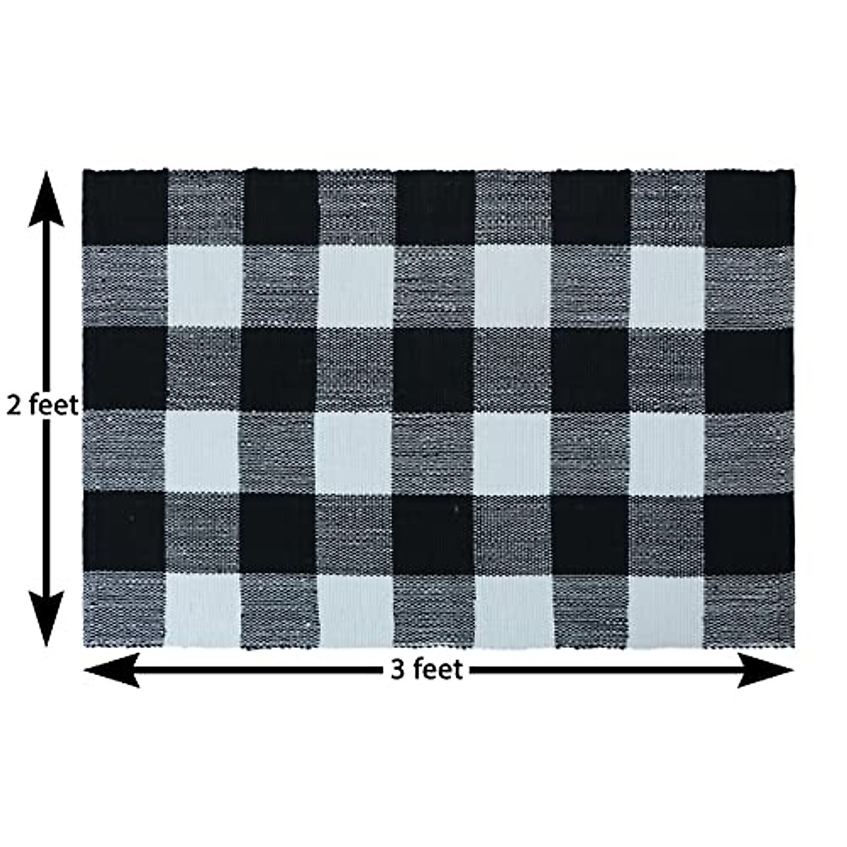 SISOSU Woven Buffalo Plaid Area Rug - Carpets for Living Room, Bedroom, Dining Room, Home Décor - Luxurious Handcrafted Traditional Rug - PET-Yarn - Modern Rugs- 2’ x 3’- Black & White