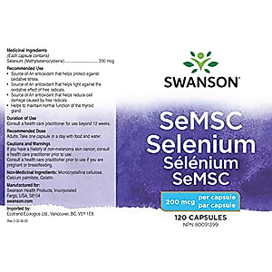 Swanson Semsc Selenium 200 mcg 120 Capsules