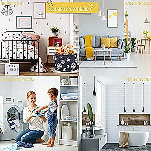 visesunny Halloween with Moon Night Sky Bat Laundry Baskets Fabric Storage Bin Storage Box Collapsible Storage Basket Toy Clothes Shelves Basket for Bathroom,Bedroom,Nursery,Closet,Office