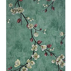 Dulanxer Flower Tree Wallpaper Peel and Stick Wallpaper Self Adhesive Removable Paper Wall Covering Shelf Drawer Liner Vinyl Roll 17.7" x 118", Green